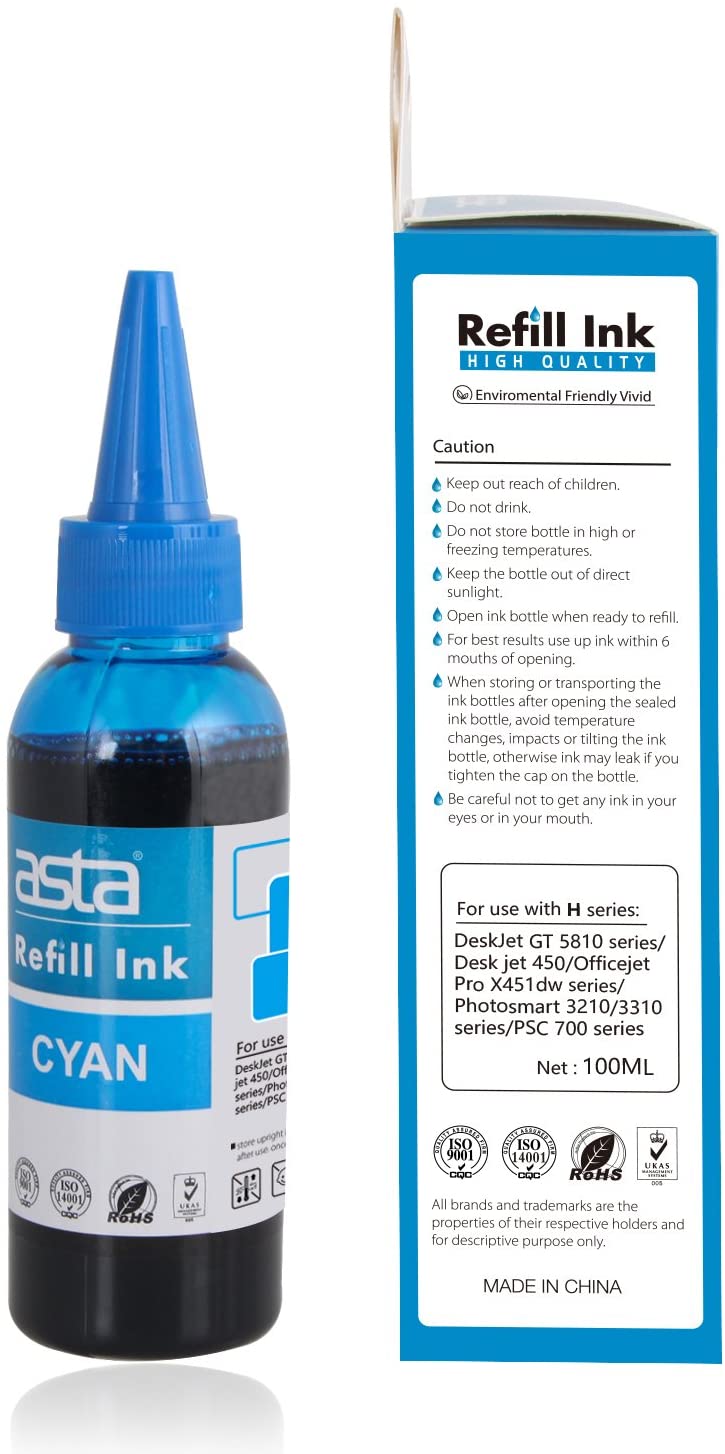 Asta Universal Refill Ink Bottle 100ml Cannon/ Epson/ Hp/ Brother ...