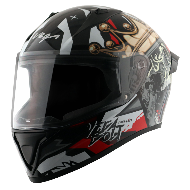 Vega Bolt Crown Men Full-Face Helmet (Black Red) | Daraz.lk