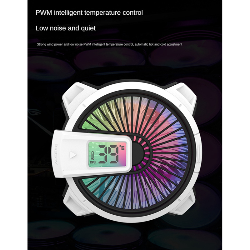 Alseye W90 CPU Cooler PWM 4 Pin Fan 90 mm ARGB Lighting Temperature ...