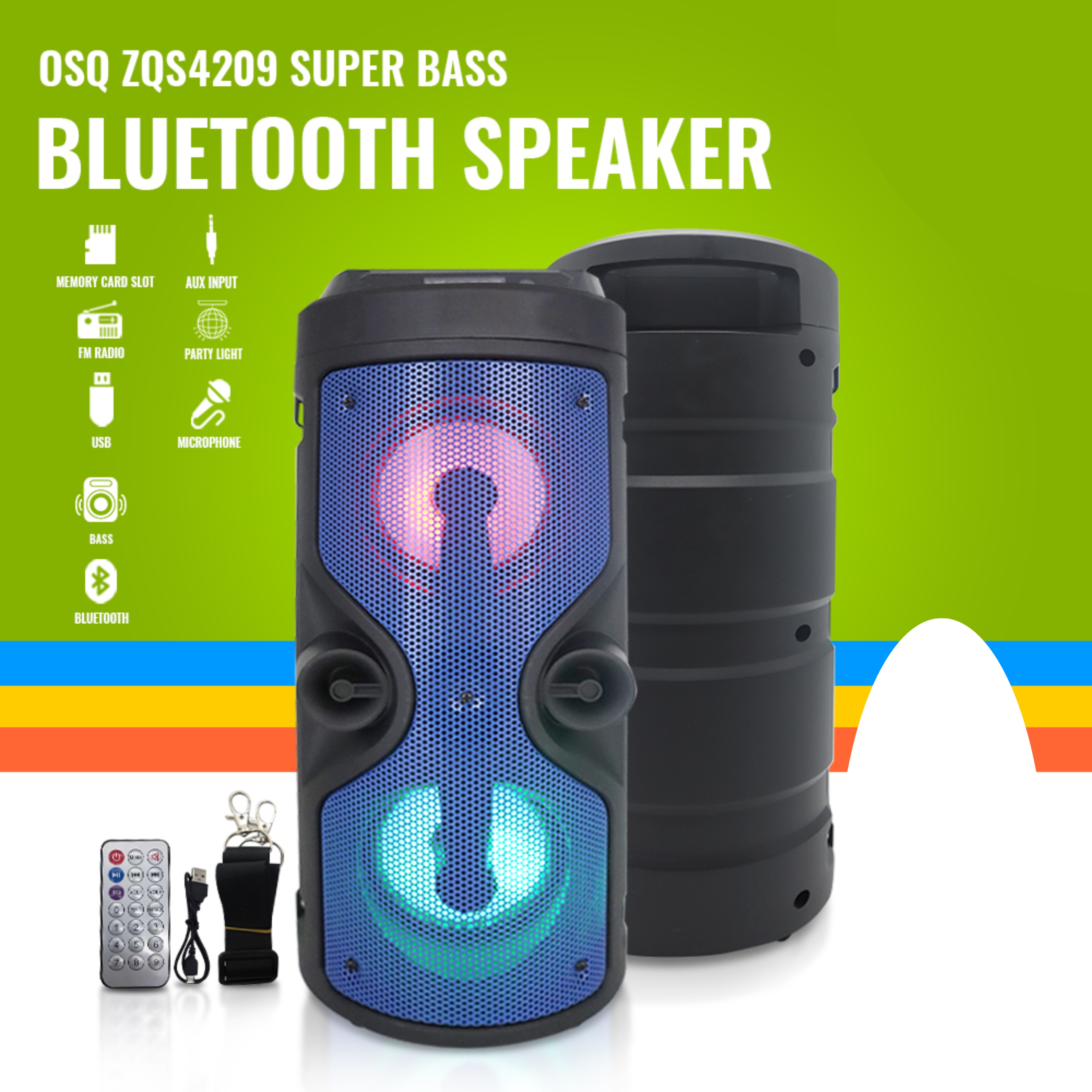 ZQS-4210 Double 4 Inch Speaker Portable Speaker Outdoor Portable BT Speaker With LED Display ...