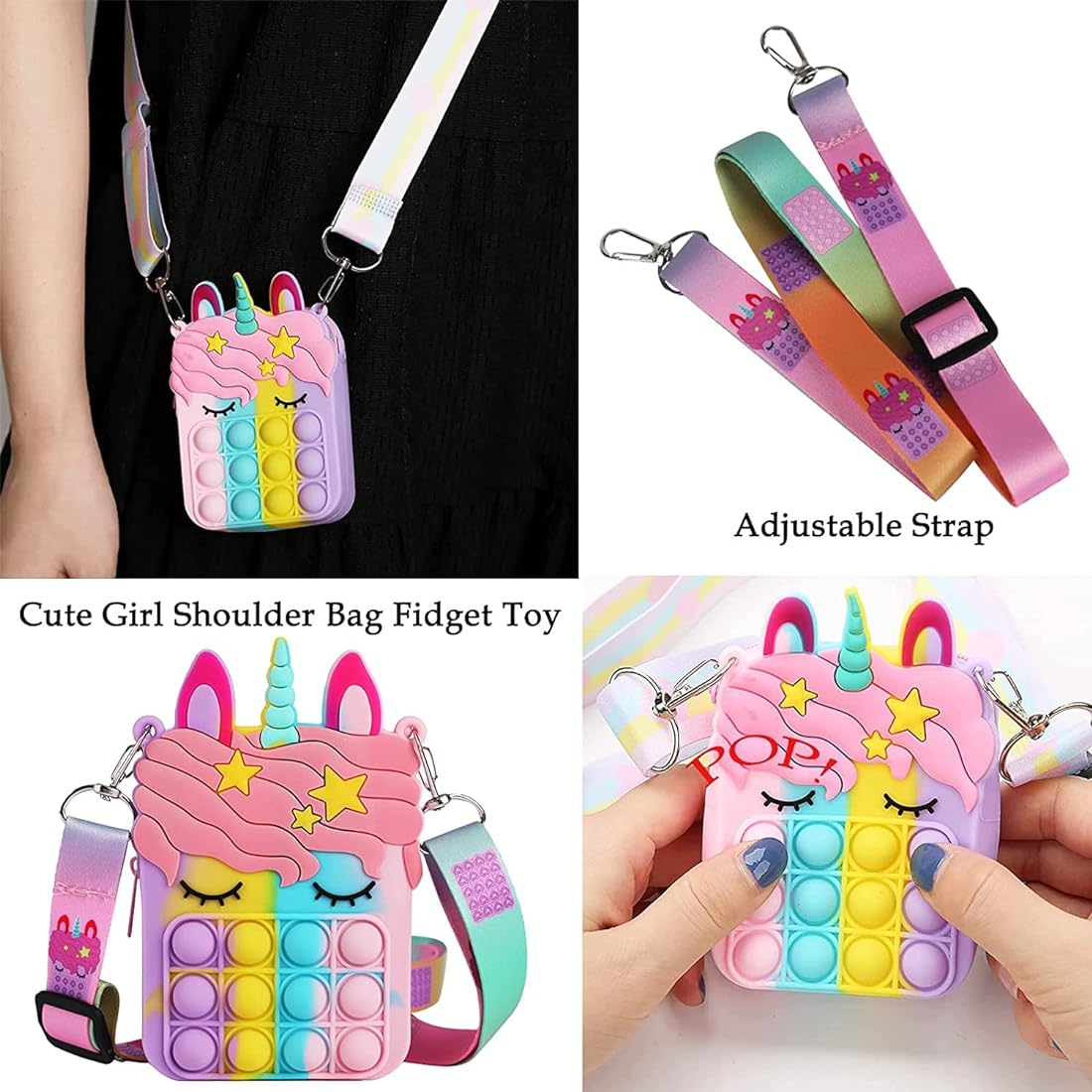 Pop it Rainbow Bags for Girls Fidget Toys Purse Women, Pop It Bag for ...