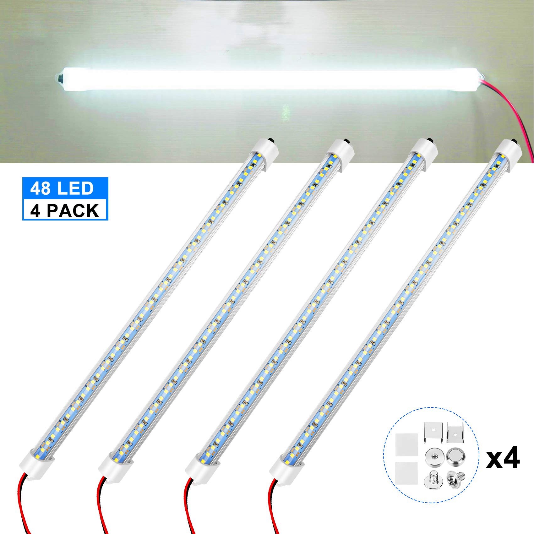 12V Interior LED Light Bar 48 LEDs Strip Lights with Switch and Magnets 6500K White Light for Car Van RV with US Plug Daraz.lk