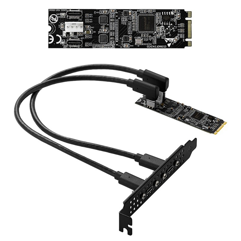 IOCREST Asm3142 M.2 to 2 Ports Type-C Host Controller Card USB 3.2 Gen2 10 Gbps USB-C NGFF 22X60 ...