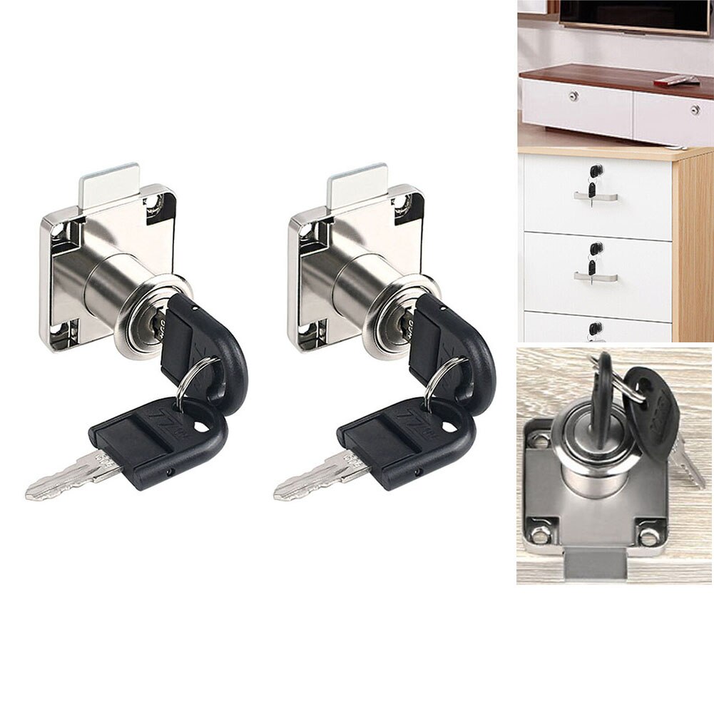 2PCS Iron Cabinet Drawer Latch Locks Matching Key Drawer Lock Bolt Cam ...