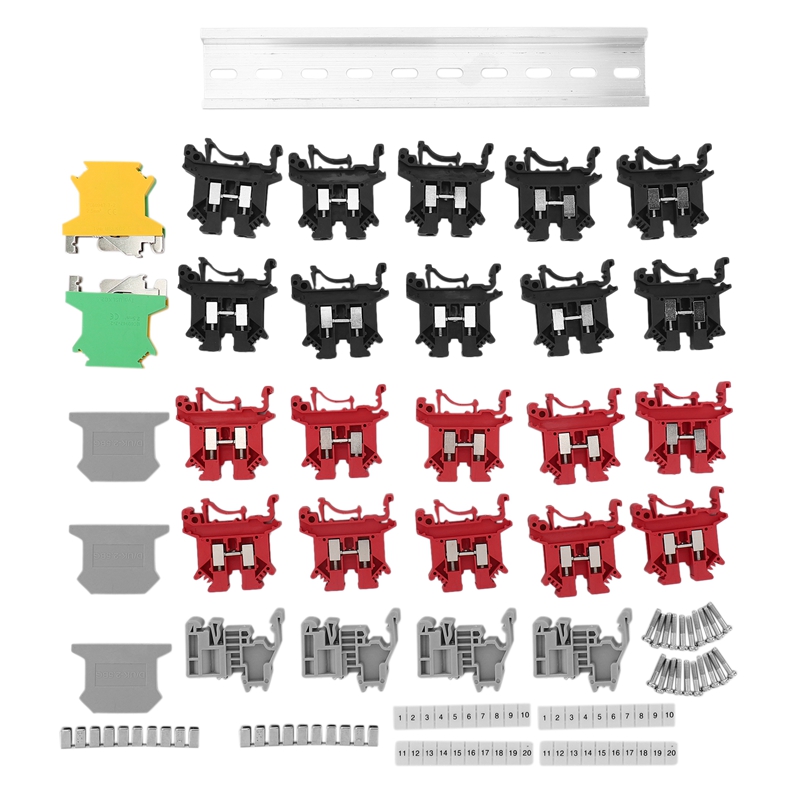 DIN Rail Terminal Blocks Kit Terminal+Ground Blocks+Aluminum Rail ...
