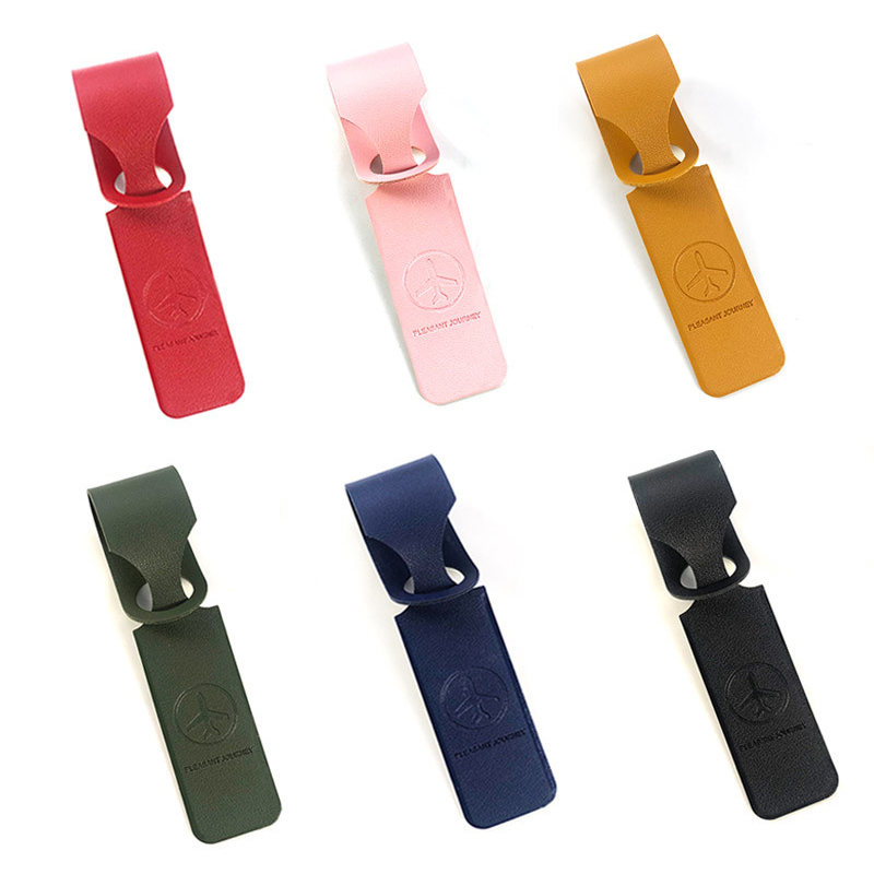 Luggage Tag PU Leather Long Strip Hanging Luggage Tag Portable Travel Accessories for Suitcase ...
