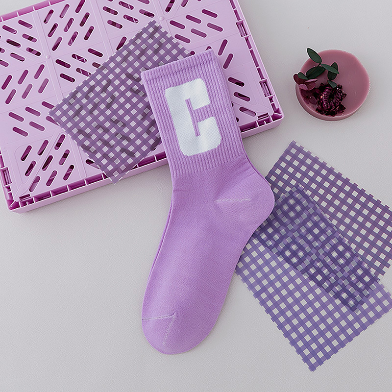 Fashion Purple Color Series Cotton Sport Socks For Women Sweet Love ...
