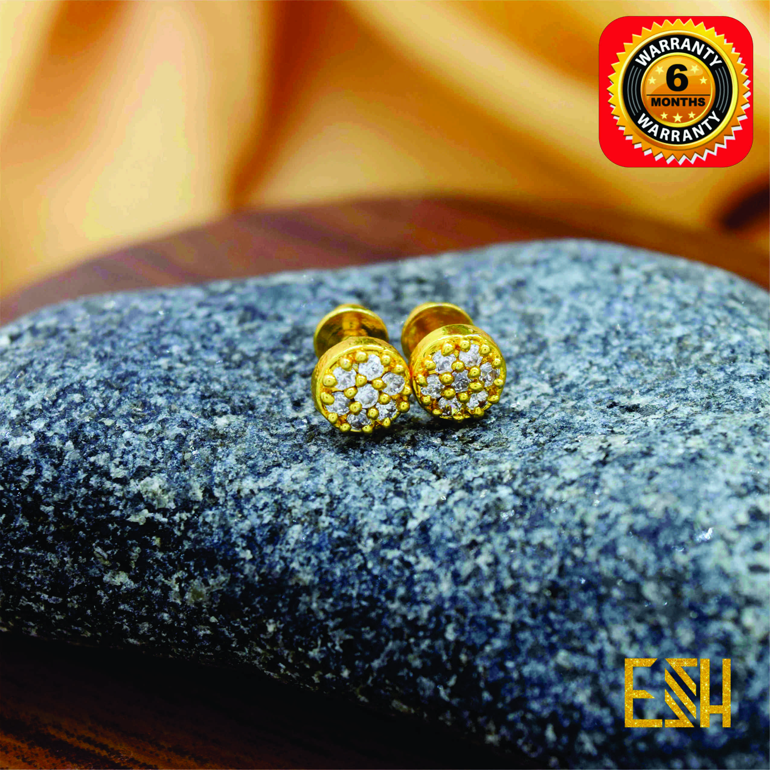 Gold Plated Stylish Charm Very Small Round Earrings With Full Stone For ...