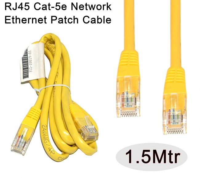 1.5m Ethernet Cable UTP Yellow CAT5E RJ45 Network Ethernet Patch Cord ...