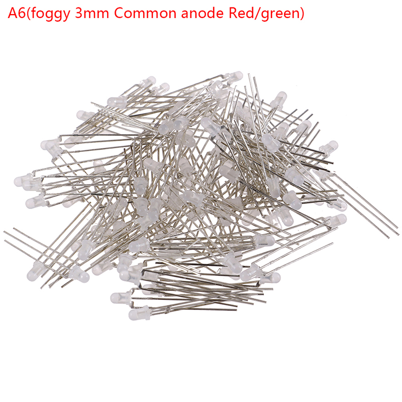 100PCS 3/5mm 3-Pin Dual Bi-Color Diffused Common Cathode/anode LED ...