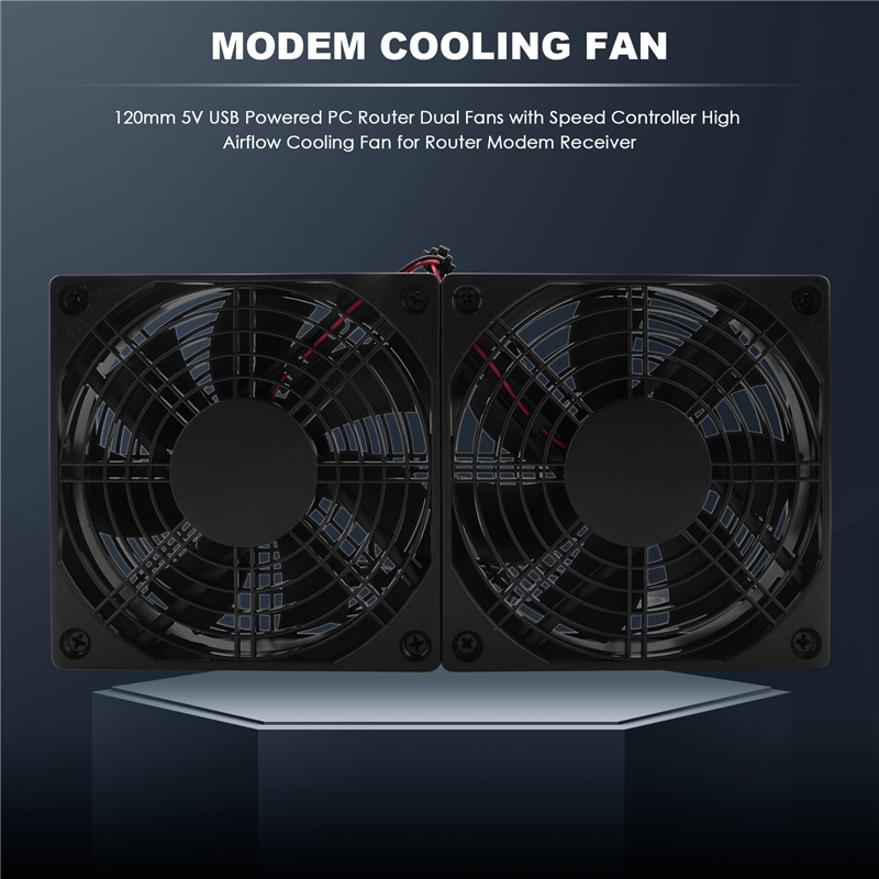 120Mm 5V USB Powered PC Router Dual Fans with Speed Controller High ...