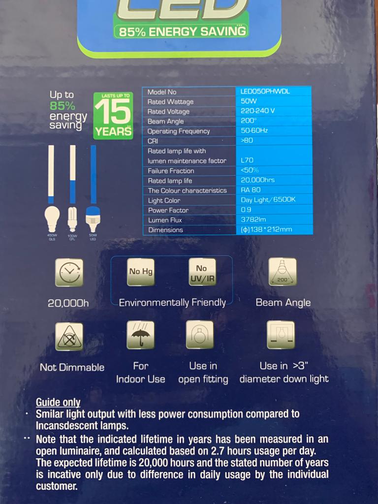 40W Hi Power LED Bulb Kelani With 2 Years Warranty | Daraz.lk