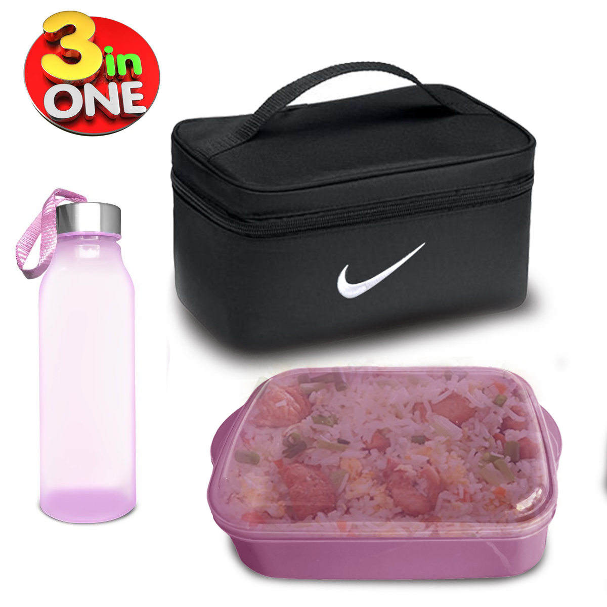 3 in 1 Combo Lunch Box ,Water Bottle & Lunch Bag Jacket Office School and Other | Daraz.lk