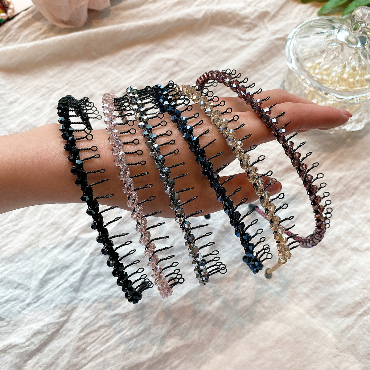 Metal Headbands Wavy Hairband Spring Hair Hoop Black Unisex