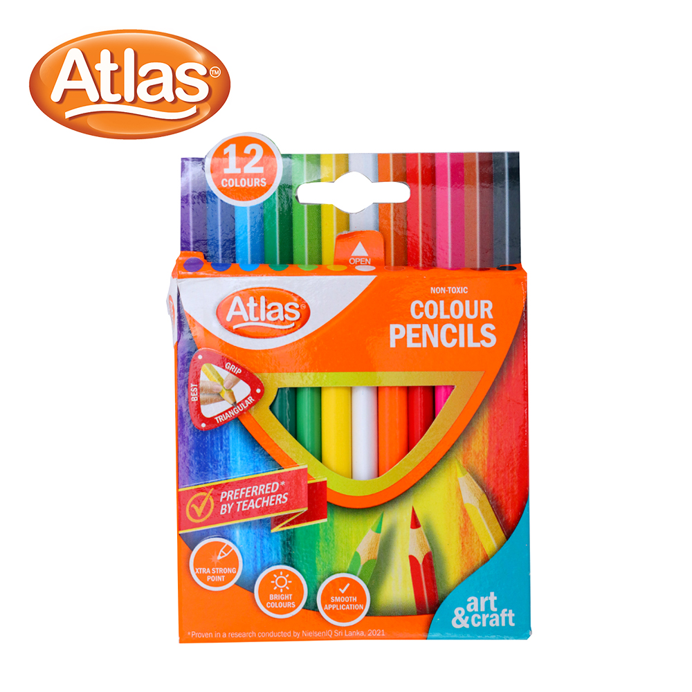 Atlas Non-Toxic Colour Pencils 12 Color - Half | Daraz.lk