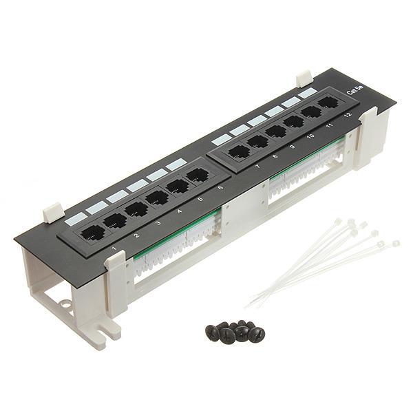 12 Port Cat5e RJ45 Patch Panel Ethernet Network Wall/Rack Mount Bracket ...