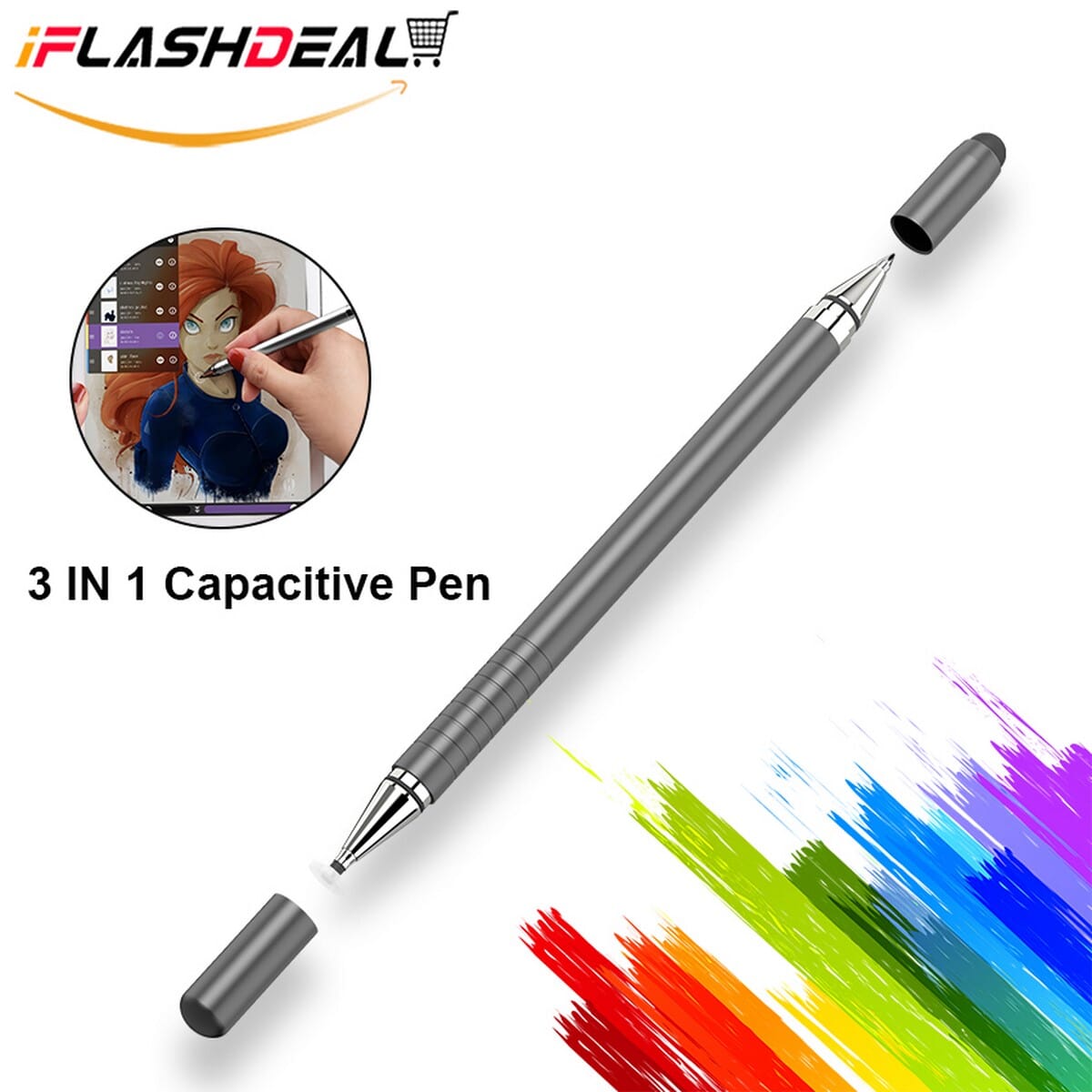 iFlashDeal Stylus Pens Touch Screen Drawing Pen Multi-function 3 in 1 ...