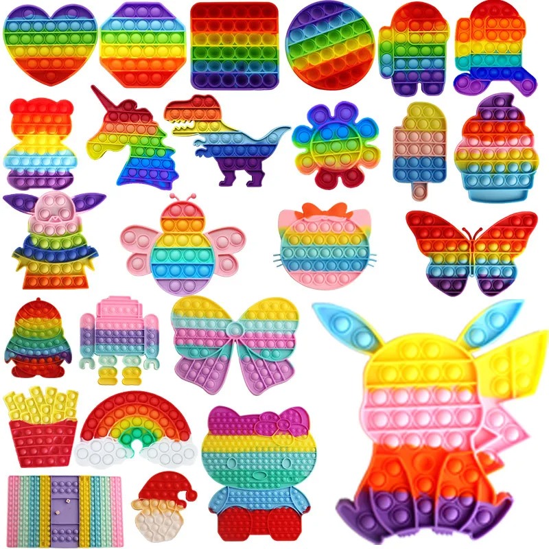 Popit Toys l RANDOM DESIGN l Rainbow Push Pop Its Bubble Fidget Sensory ...