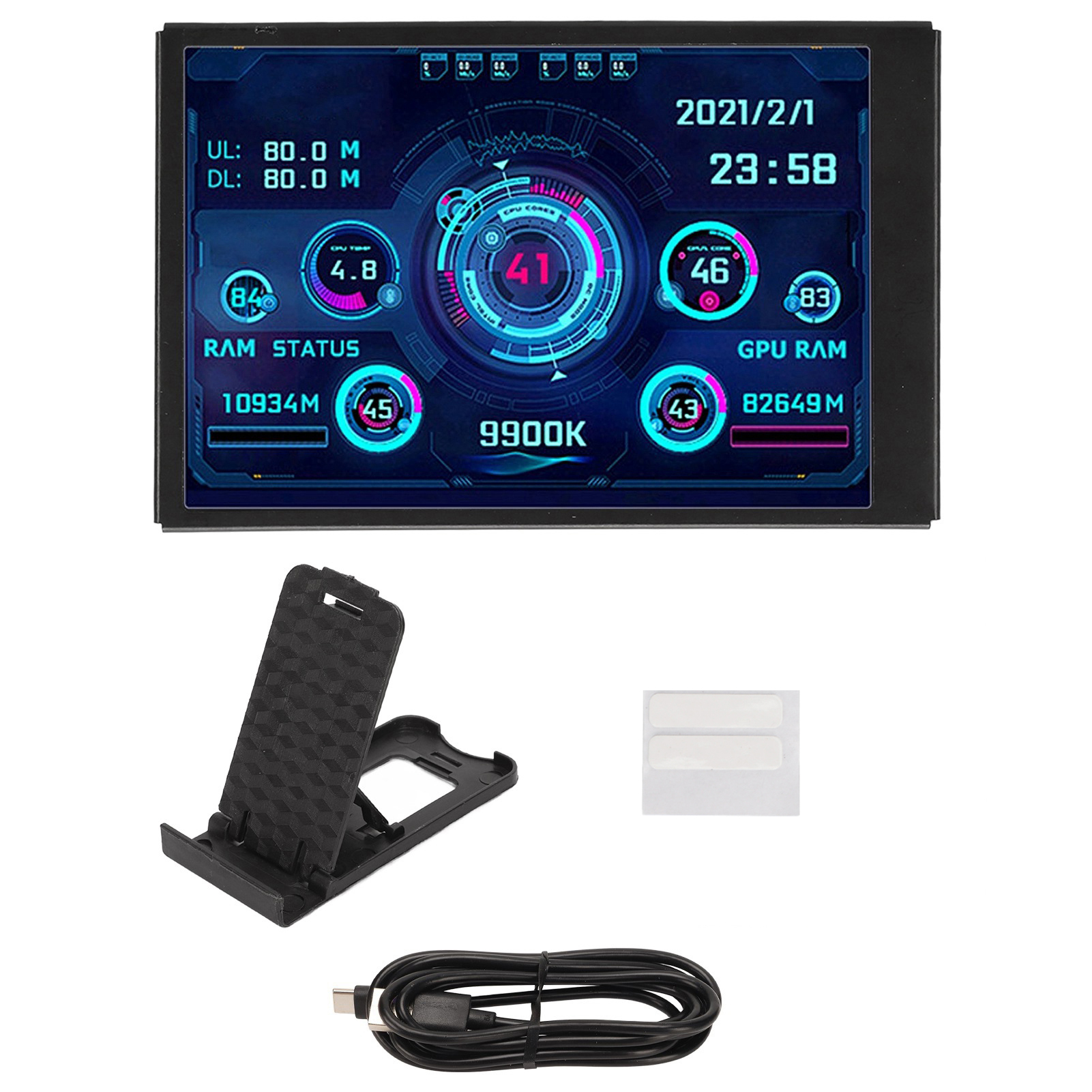 3.5in Computer Temp Monitor IPS Full View Display Small Screen for AIDA64 PC CPU RAM Hard Disk ...
