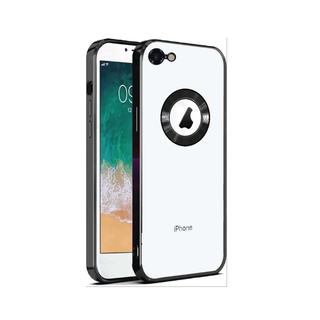 iPhone 7/8 Luxury Transparent Logo Hole Case with lens Protector | Daraz.lk