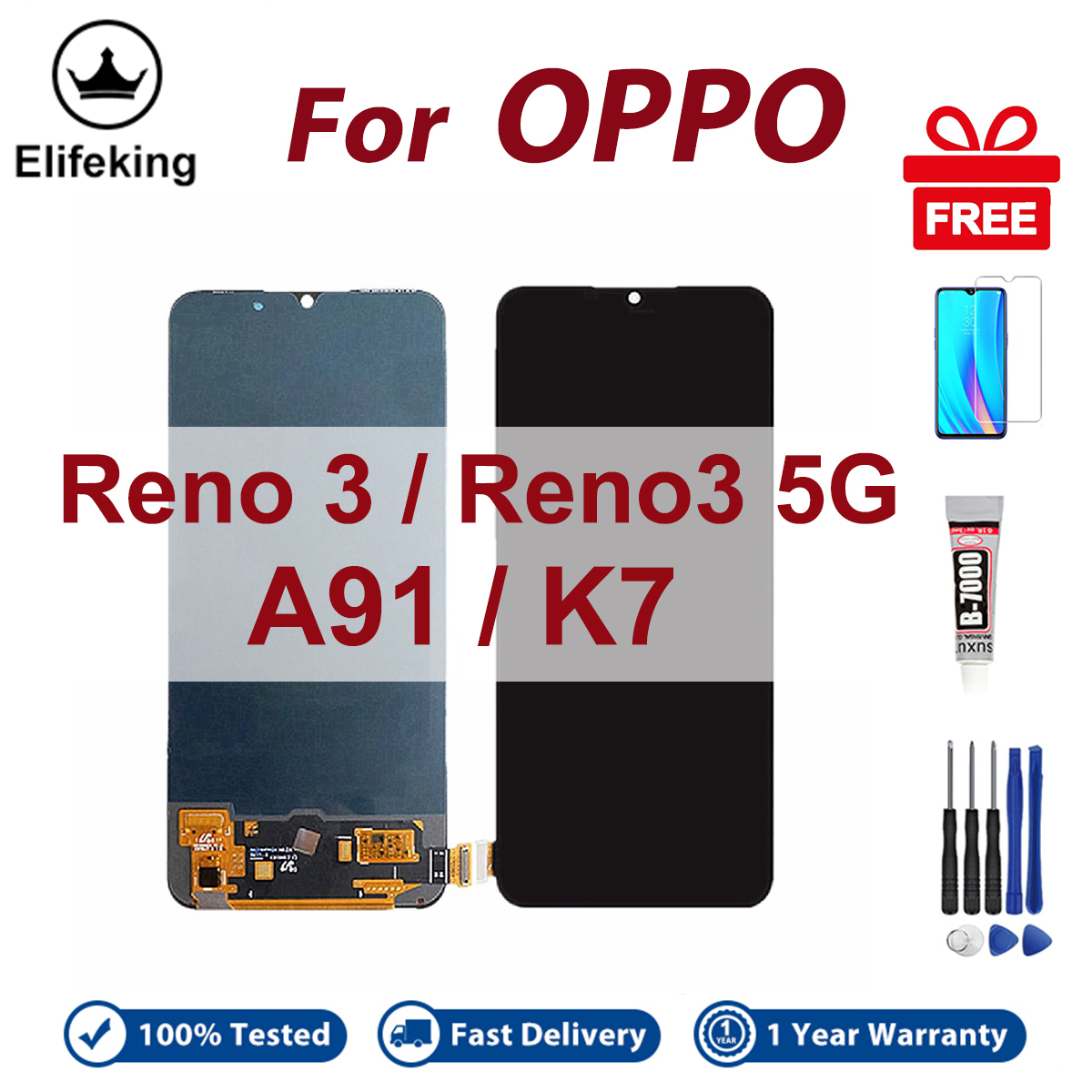 LCD No Frame For OPPO A91 K7 Reno 3 5G Display Touch Screen Digitizer ...