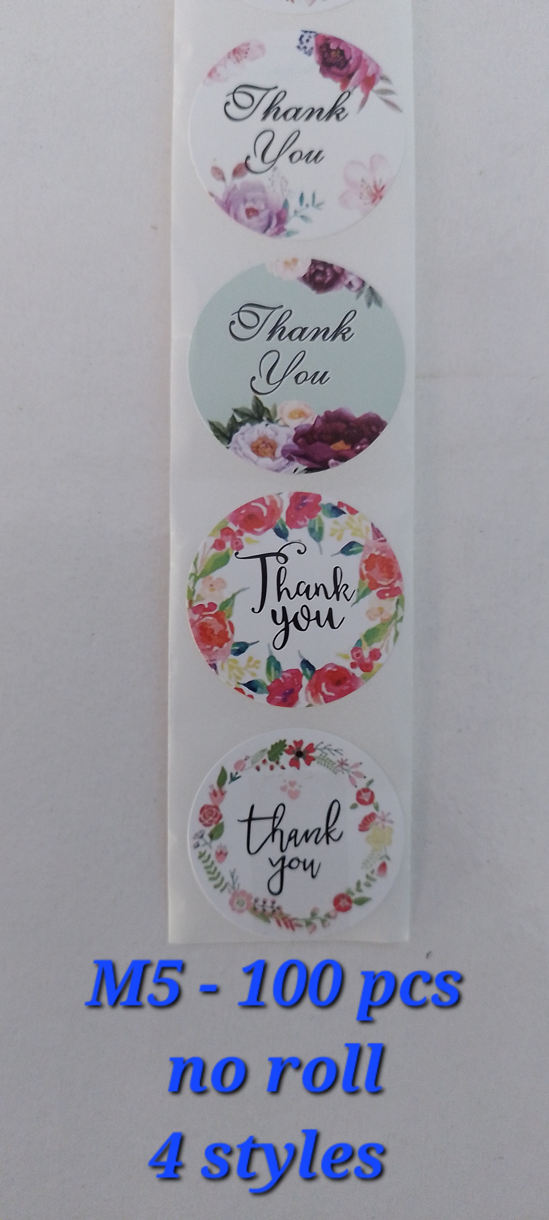100pcs 8/5/4/2 Styles Thank You Sticker for Seal Labels Round Floral ...