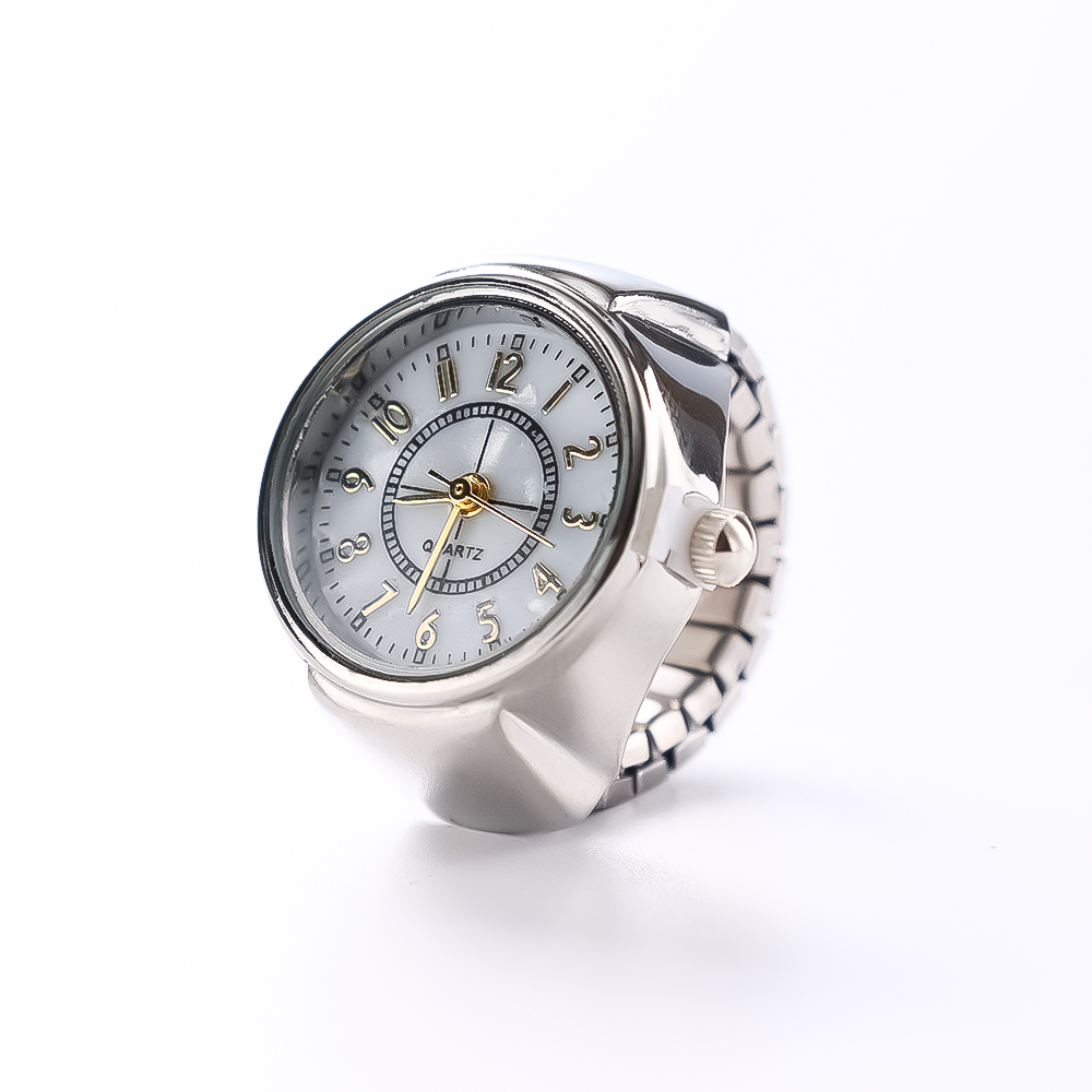 Digital Quartz Finger Watch Ring/Punk Style Alloy Pointer Elastic Rings ...