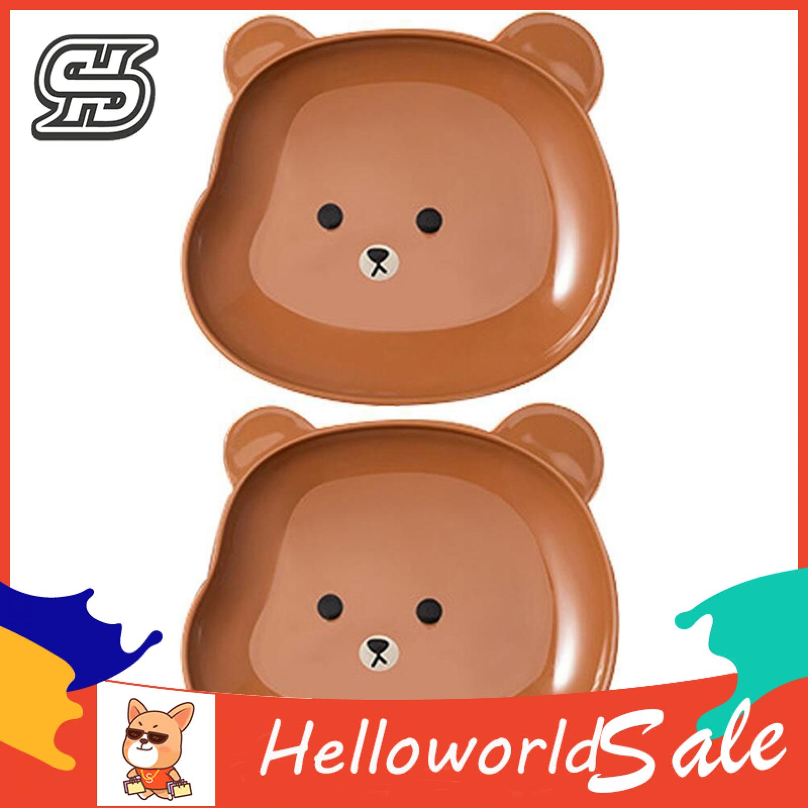 HelloWorld Dessert Tray Reusable Cute Bear-shaped Kids Snack Plate ...