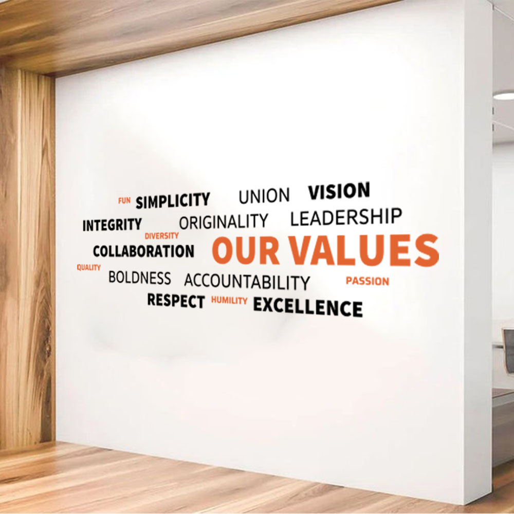 Our Values Inspirational Quote Office Wall Sticker Passion Teamwork ...