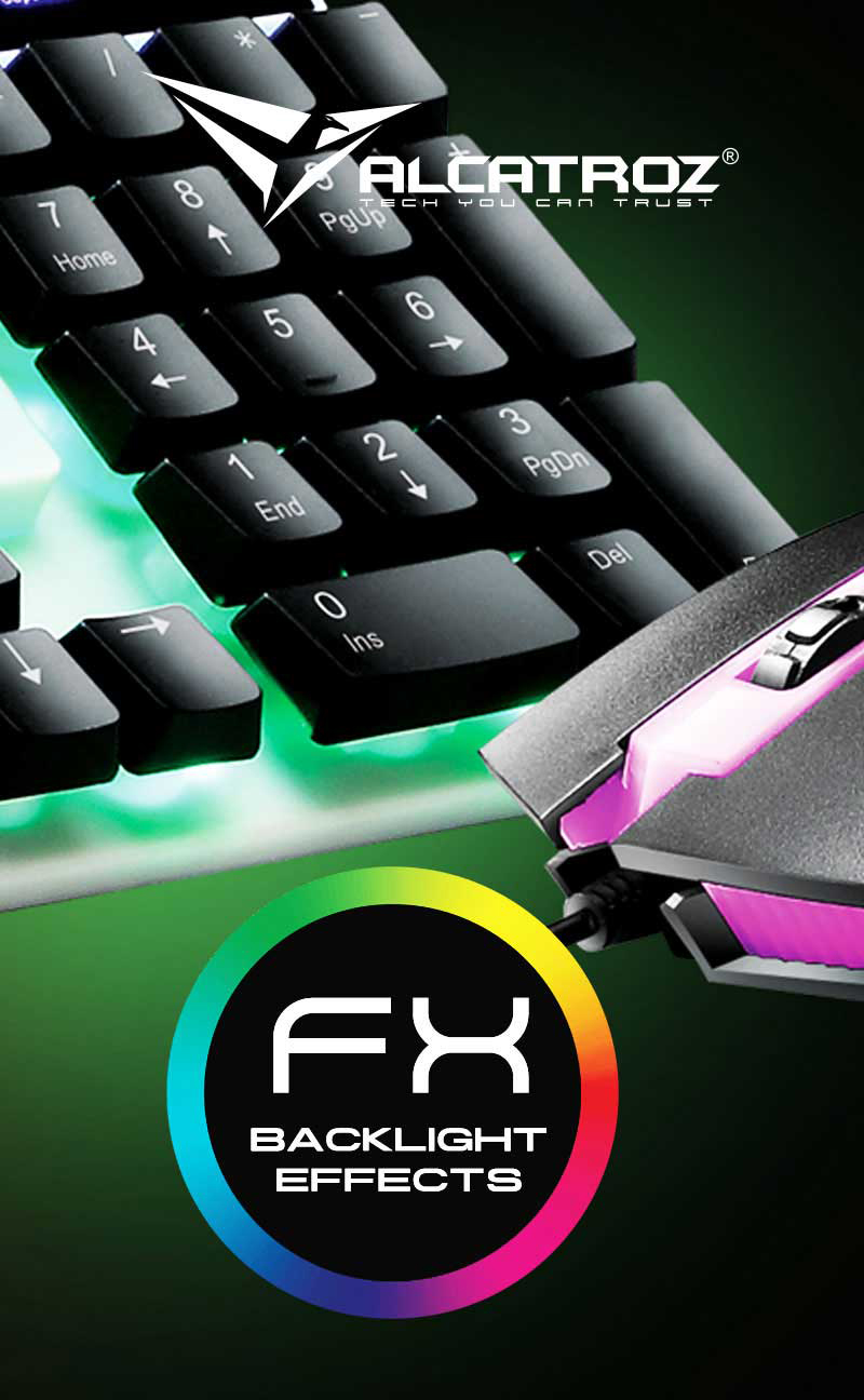 Alcatroz X-Craft XC1000 Spill Proof Keyboard with 9 Backlight Effect ...