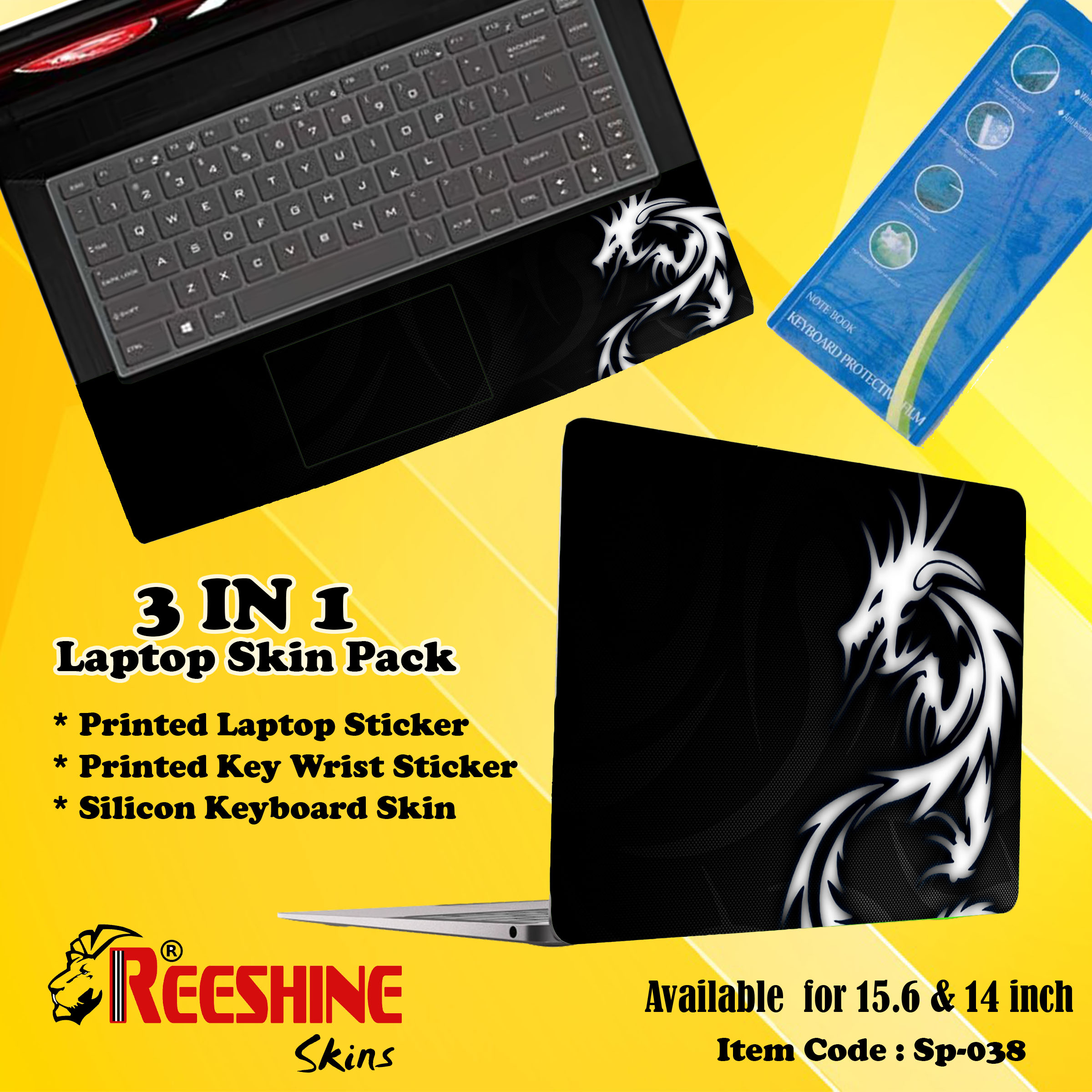 3 in 1 Reeshine Laptop Skin With Matt laminate For 15.6 Inch/ 14.6 inch ...