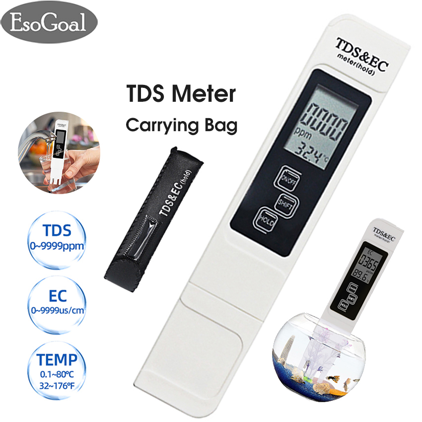 EsoGoal TDS/EC Meter Conductivity pen EC TDS Pen Tester Digital LCD ...