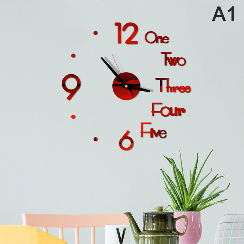 3D Mirror Wall Clock Modern Design Creative Acrylic Quartz Wall Clocks ...