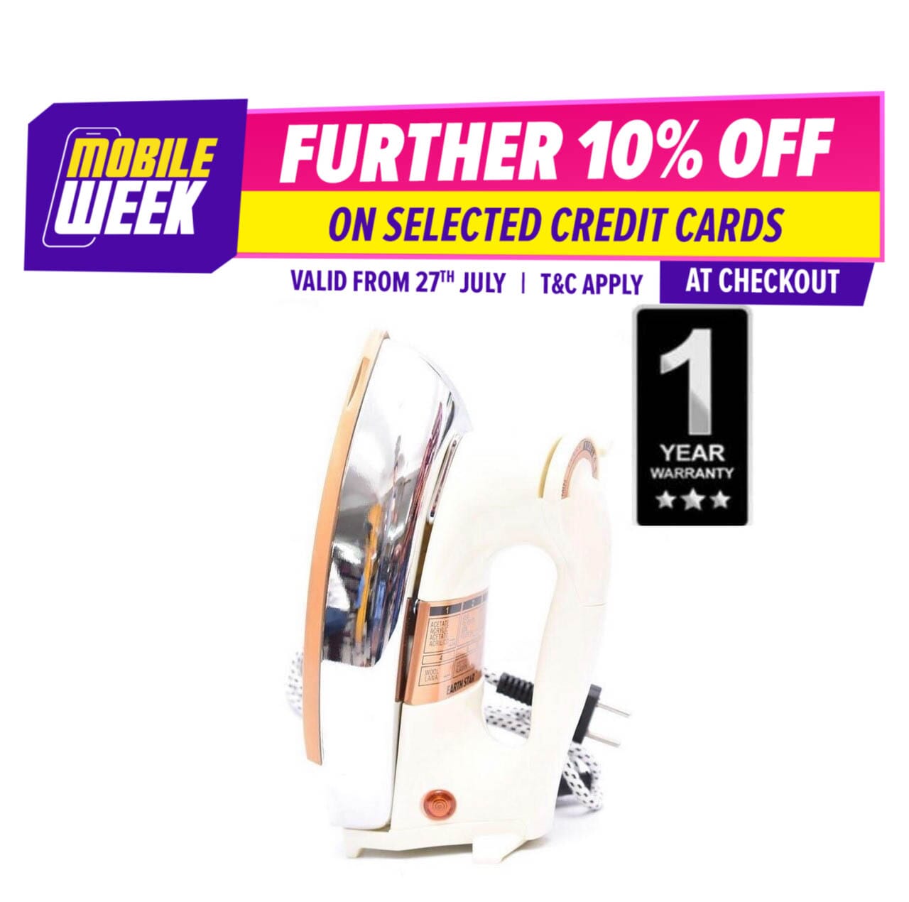 EARTH STAR Heavy Electric Iron - cream | Daraz.lk