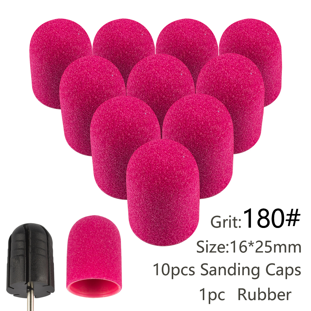 10pcs Nail Sanding Caps With Rubber Grinding Sand Cap Pedicure Tool for Manicure Machine Gel ...