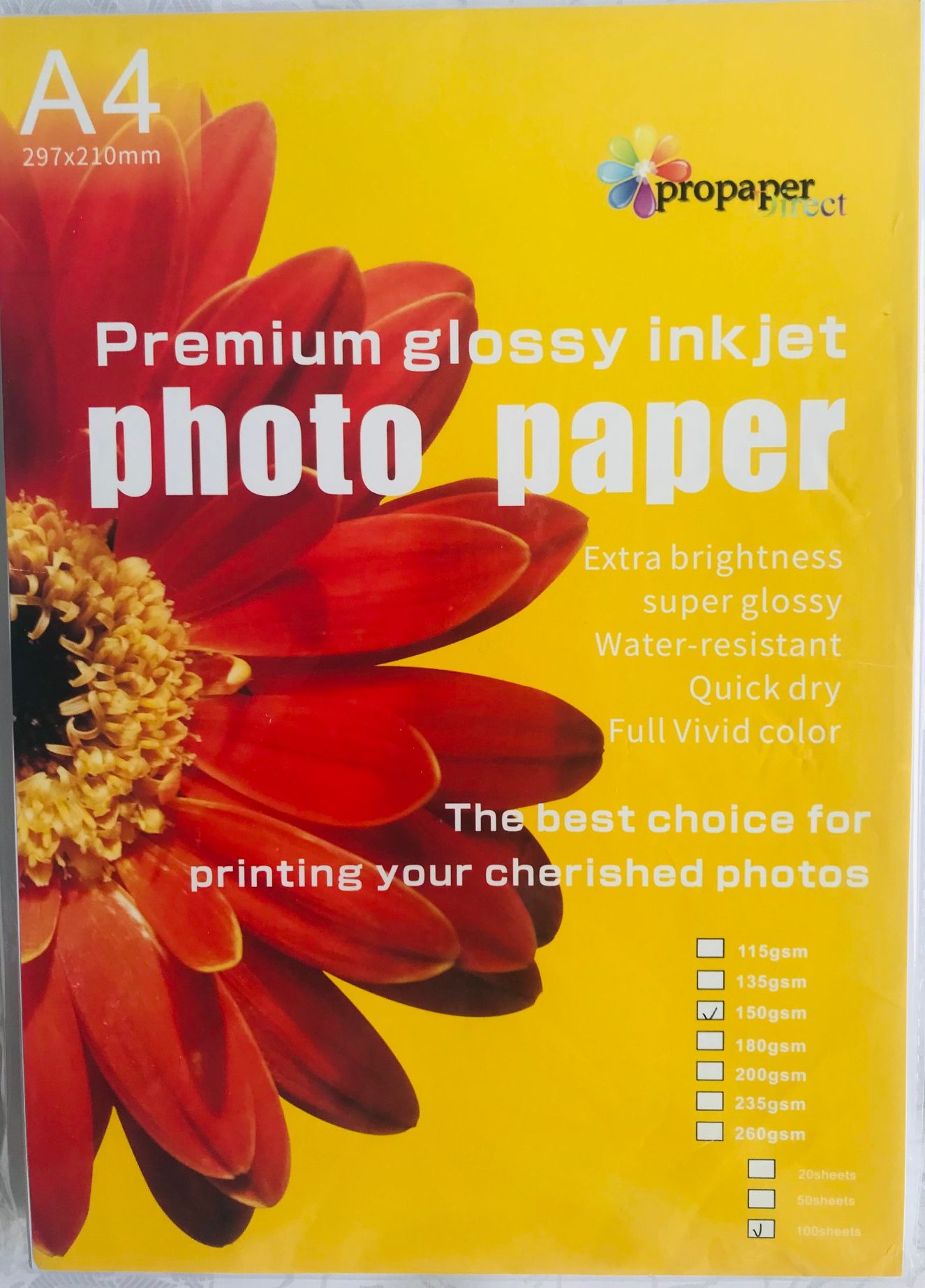 Photo Paper A4 Size 150 GSM 100 Sheets Per Pack Inkjet Glossy | Daraz.lk
