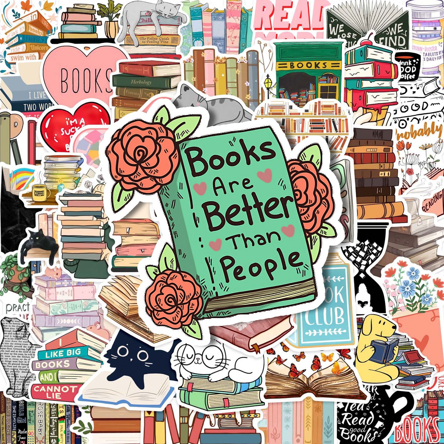 20/40pcs Book Stickers Aesthetic Vintage Reading Books Stickers for ...