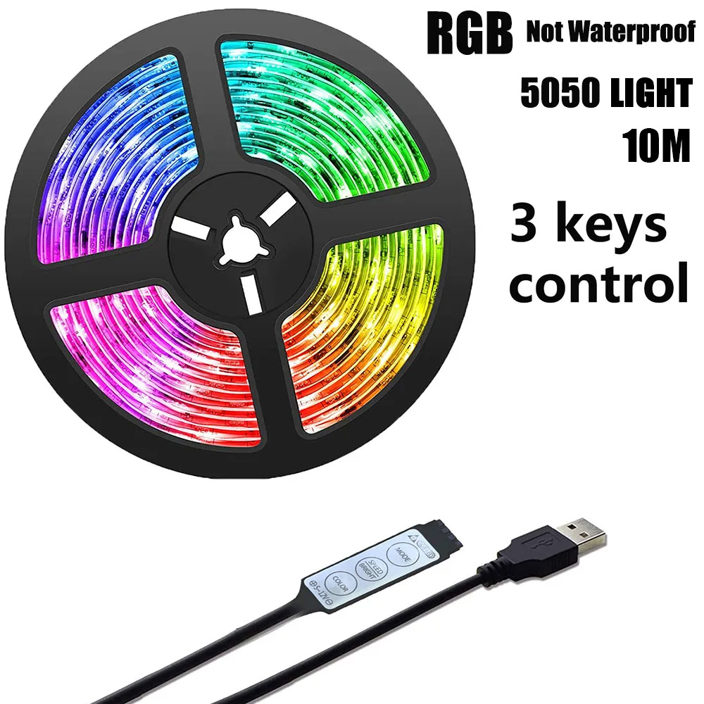 5V Rechargeable Usb Led Strip Lights Rgb Neon TV Gaming Wall Room Decor Led Ribbon Christmas ...