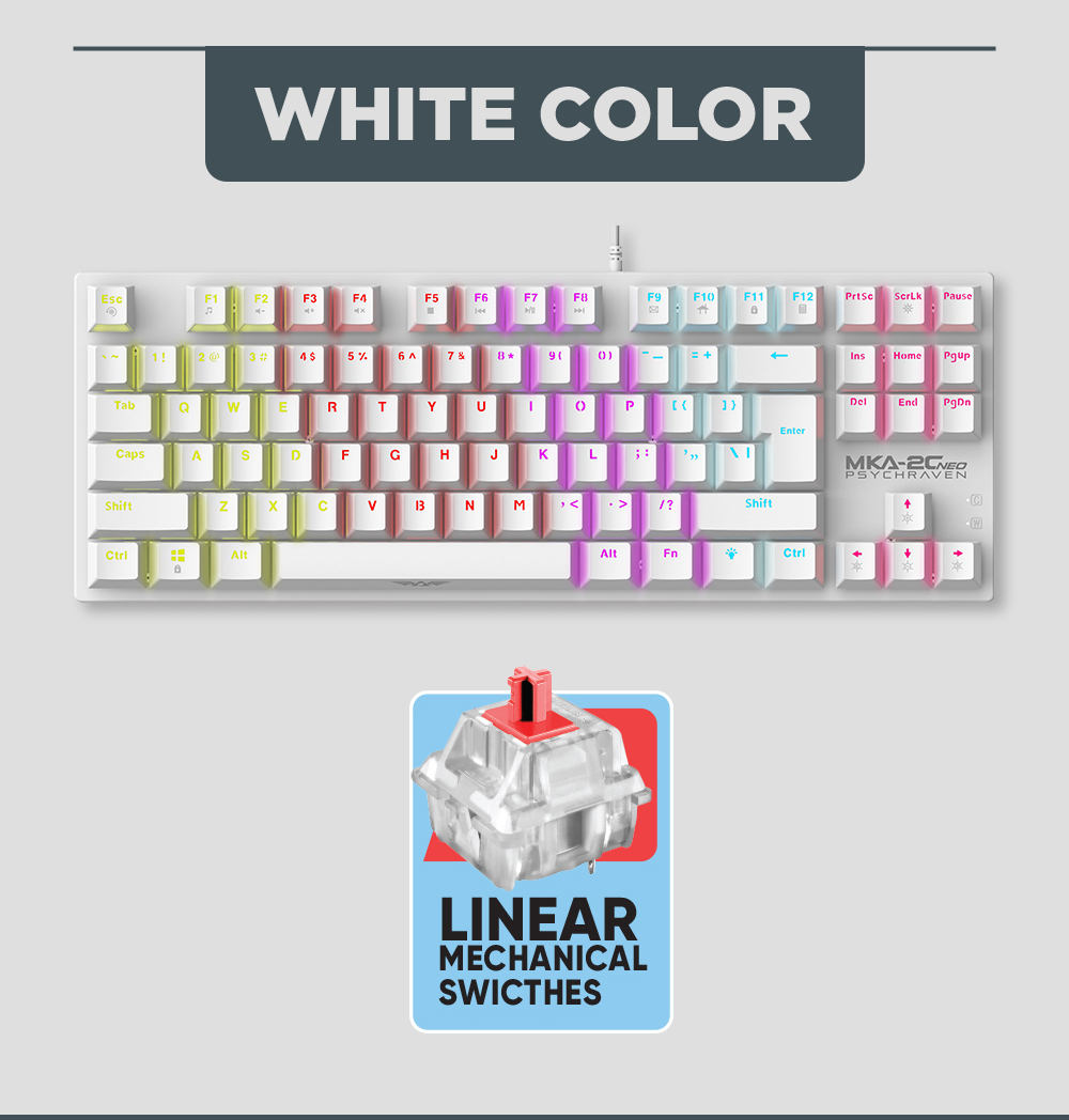 ARMAGGEDDON MKA-2C NEO PSYCHRAVEN GAMING KEYBOARD WHITE (BROWN SWITCH ...