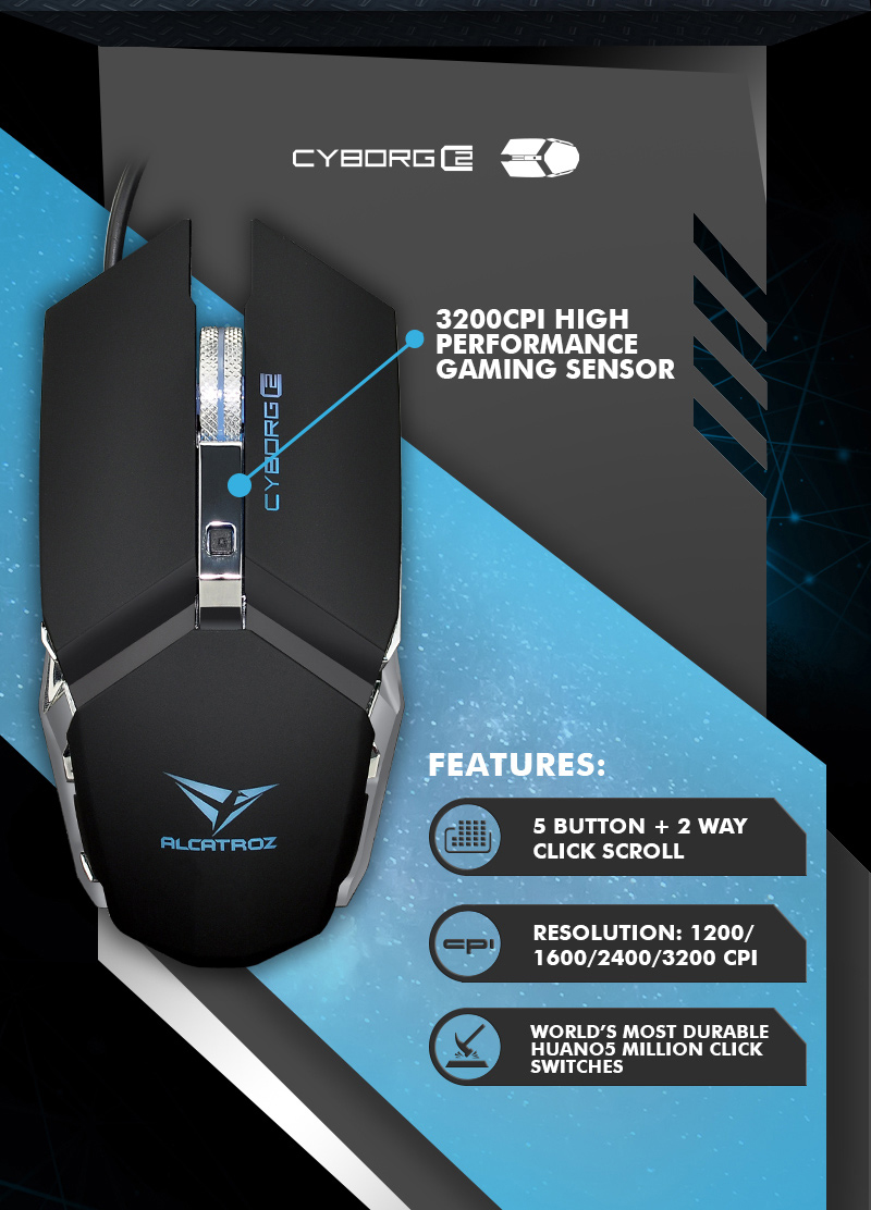 Alcatroz Cyborg C2 3200CPI Gaming Mouse With 7 Light Effect | Daraz.lk