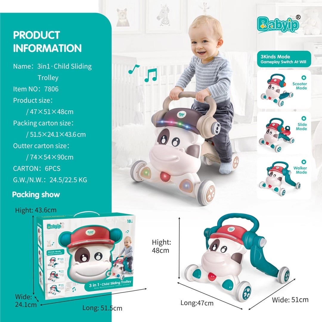 3 in 1 Child Sliding Trolley / Baby Multi functional Toddler Stroller ...