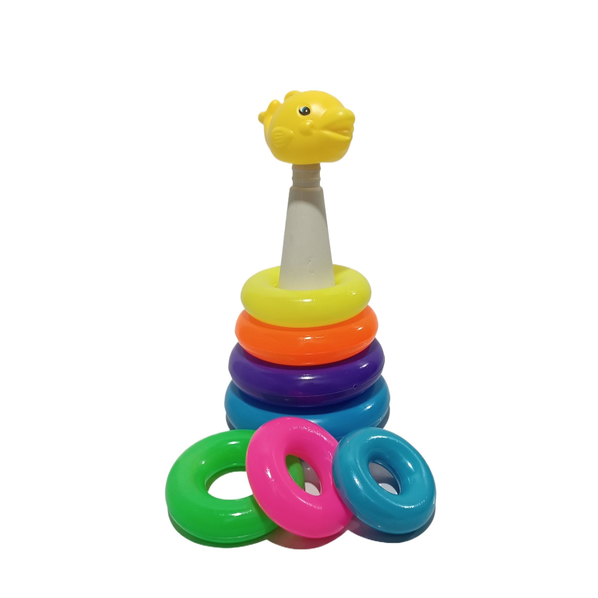 Plastic Baby Kids Stacking Stack Up Educational Toy Rainbow Ring Tower ...