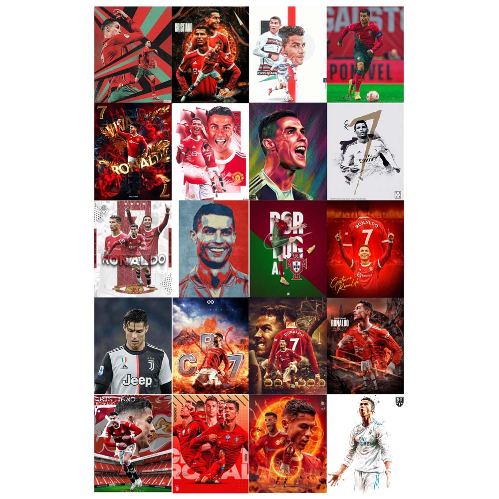 20Pcs Cristiano Ronaldo FootBaller Legend CR7 Waterproof Sticker Decals ...