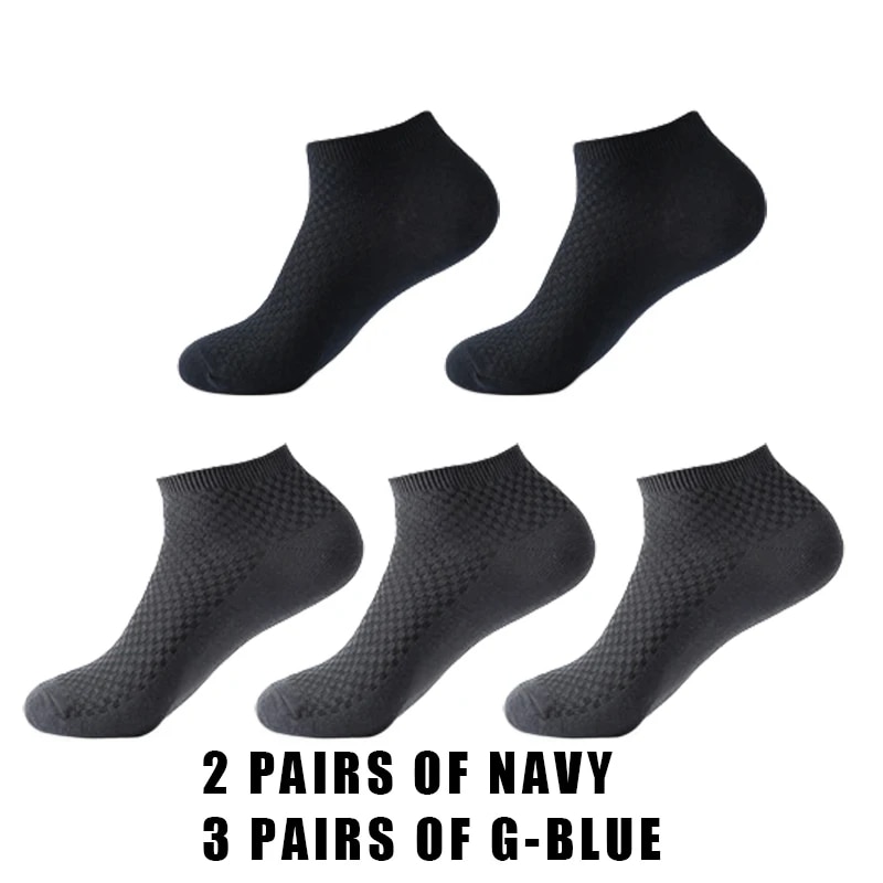 5 Pairs Men Short Socks Bamboo Fiber High Quality Crew Ankle Casual ...