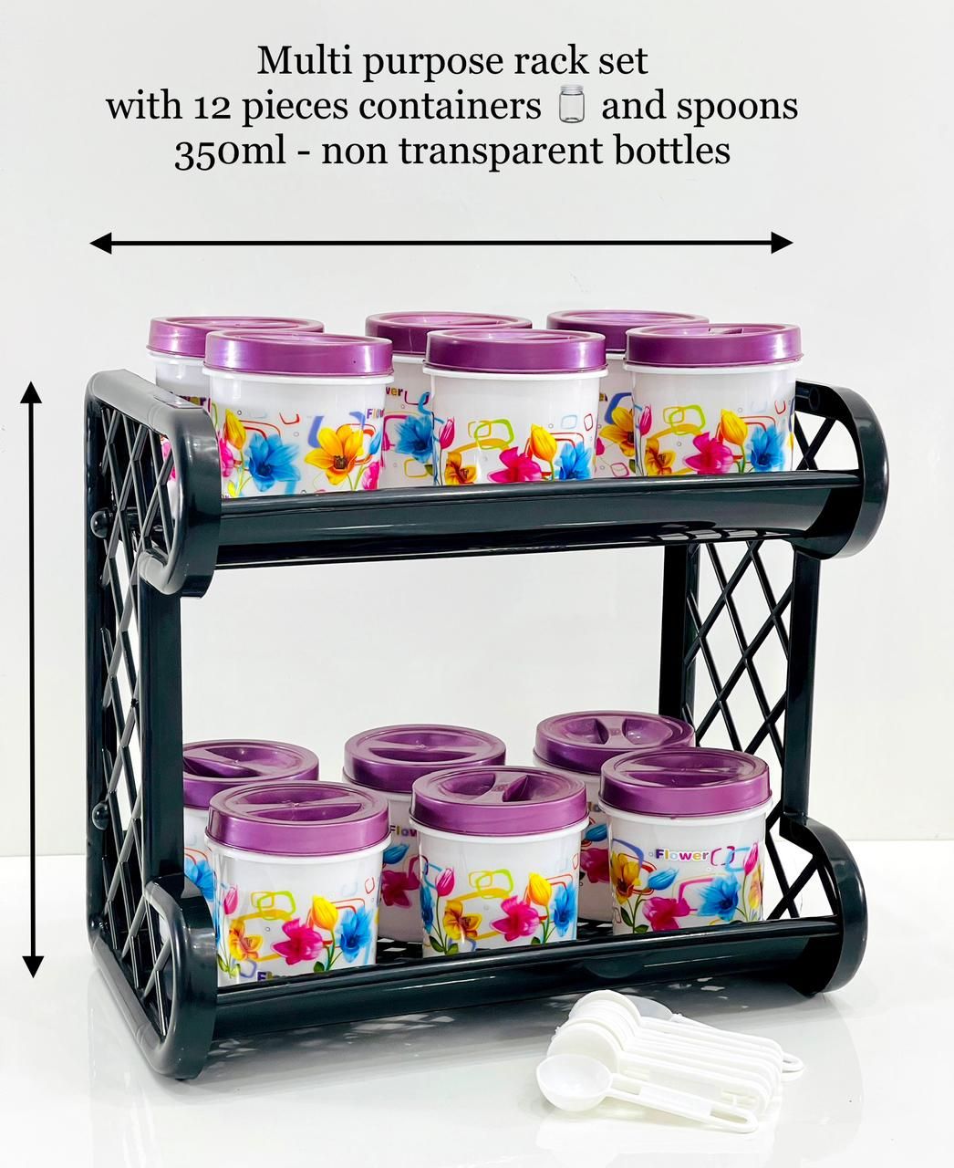 Buy Purple Multi Rack Set with 12-Piece Non-Transparent 350ml Co