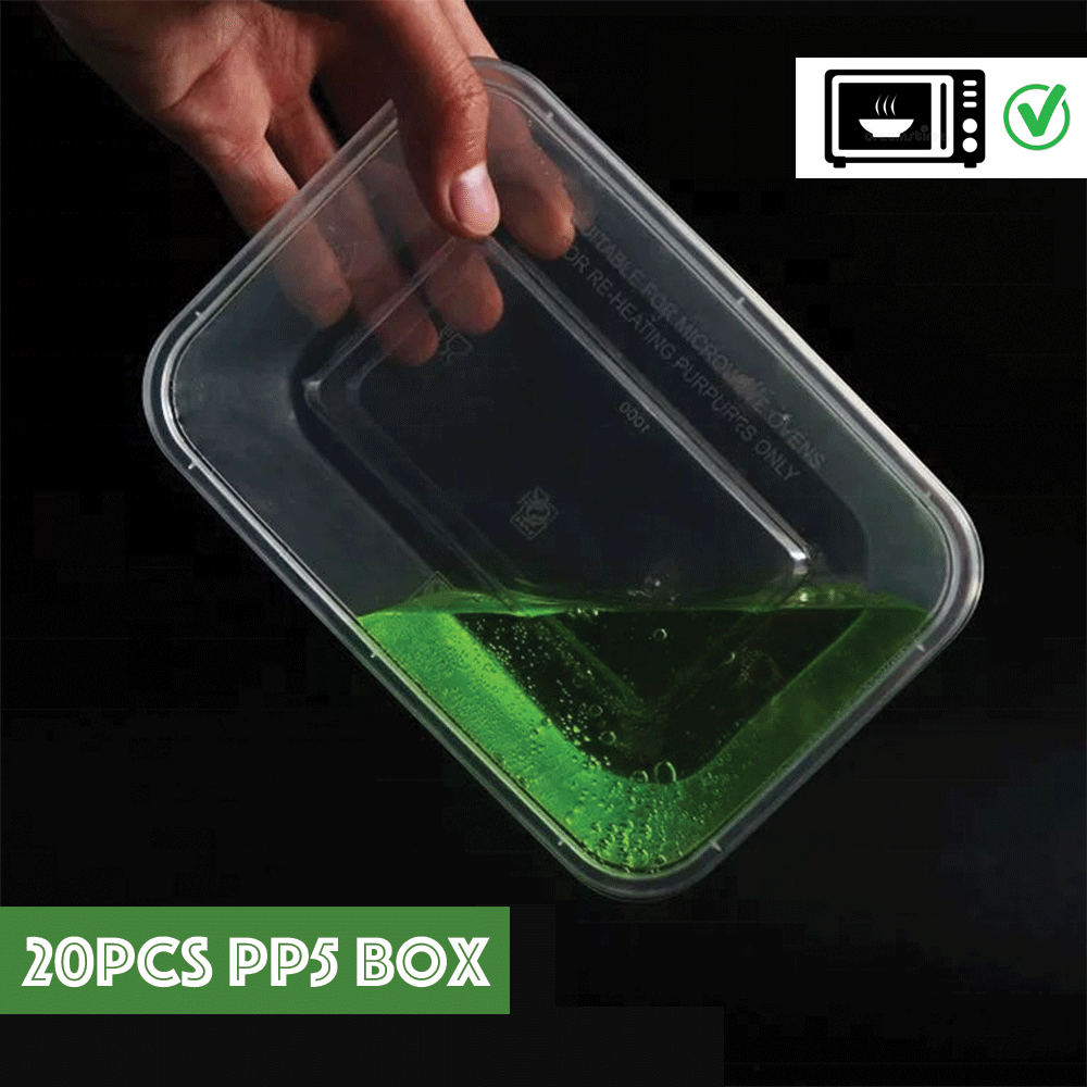 20Pcs of 750ML White PP5 Plastic Food Container | Microwavable | Daraz.lk