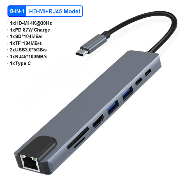 9-In-1 Usb C Hub Usb C Docking Station Type C To 3 Hdmi 4k Pd 100w Adapter Usb Splitter Usb 3.0 ...