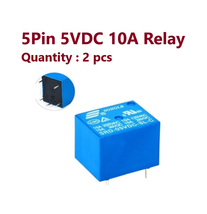 2 pcs of 5 Pin 5VDC 10A PCB Relay | Daraz.lk