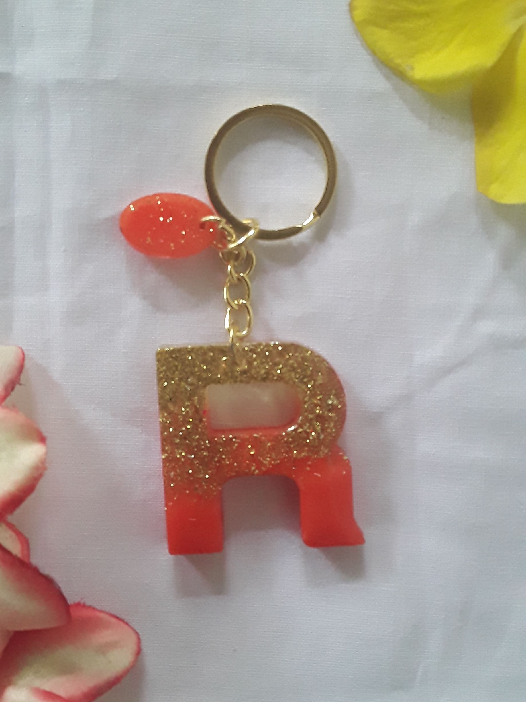 Epoxy Resin Key Tags- Crystal clear epoxy resin - Gold and Orange ...