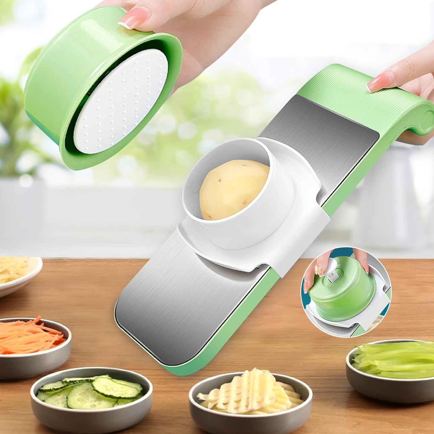 Vegetable Cutter, Universal Slicer, Onion Cutter with 5 Blade Settings ...